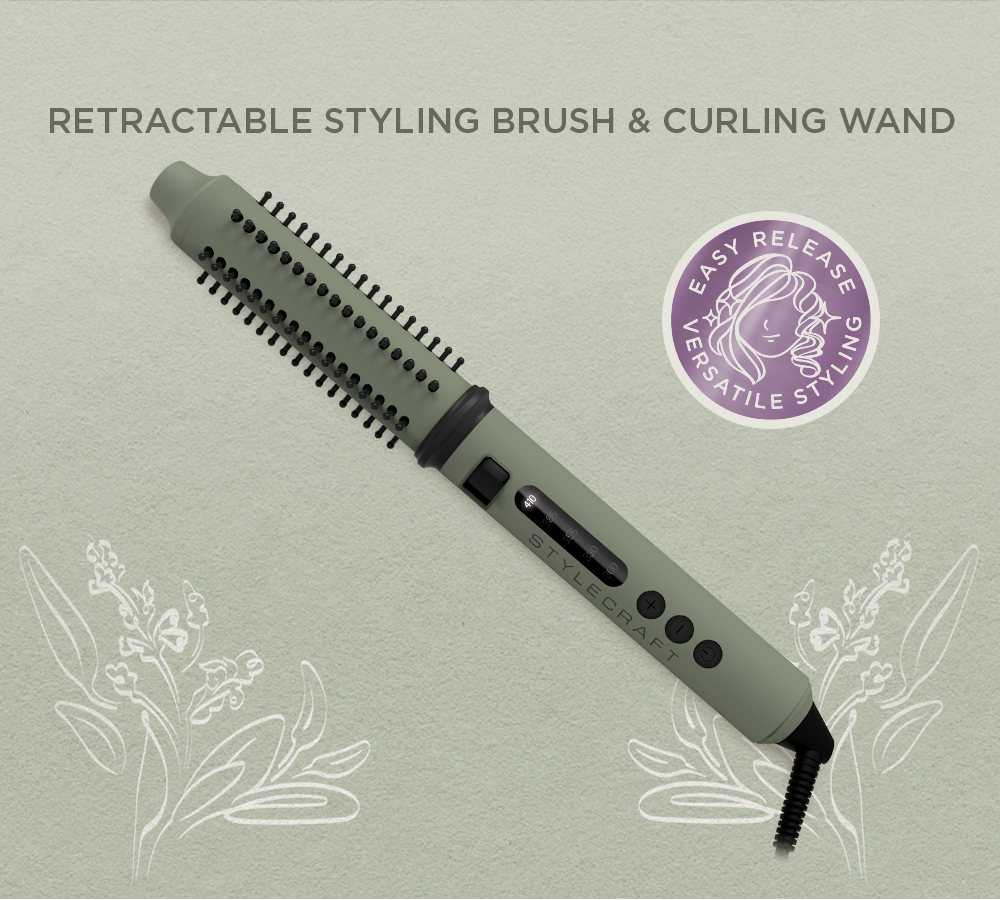 Sage Retractable Styling Brush And Curling Iron Ceramic Barrel 1.25 ...